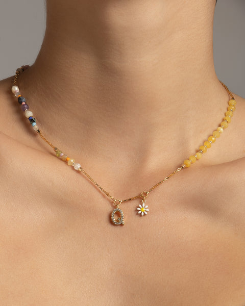 YELLOW JADE INITAL BIRTHSTONE NECKLACE (เลือกอักษร INITIAL ได้) – Nakamol