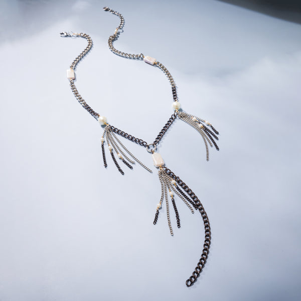 GUNMETAL CHAIN PEARL NECKLACE – Nakamol